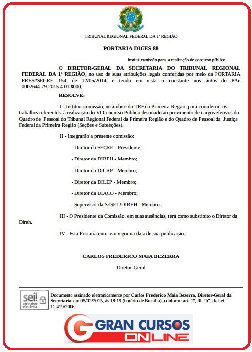 Concurso TRF 1ª Região 2016 terá edital em breve! Concurso TRF 1ª Região 2016 terá edital em breve!