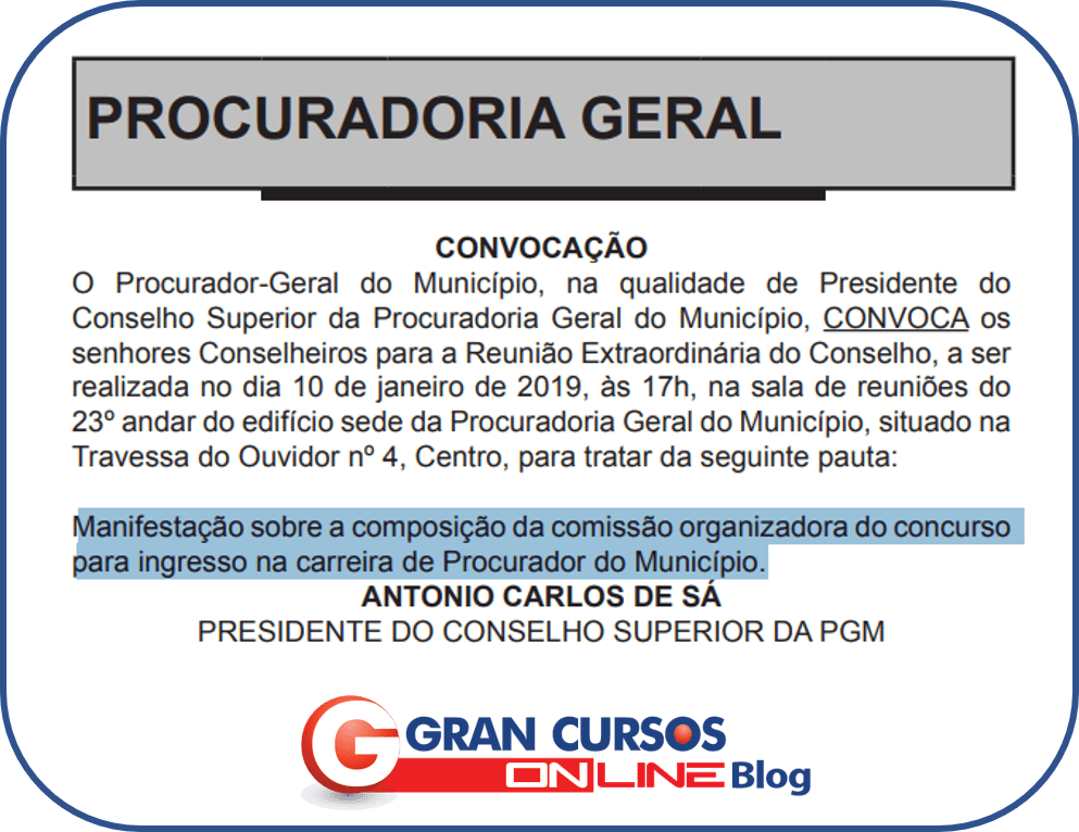 Concurso PGM RJ: marcada reunião para instituir comissão! VEJA!