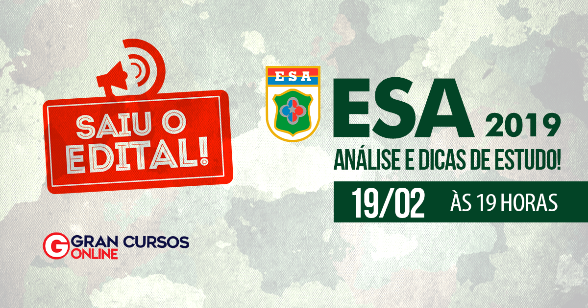 Concurso ESA 2019: como passar? Descubra HOJE, às 19h!