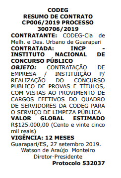 Concurso CODEG: banca definida! INCP organizará o certame!