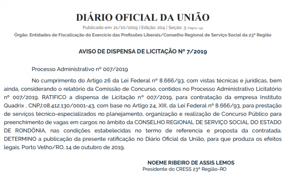 CRESS de Rondônia define banca para concurso