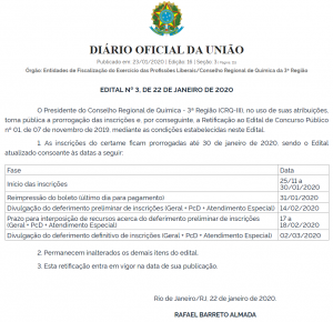 Concurso CRQ RJ: Inscrições PRORROGADAS! Confira nova data!