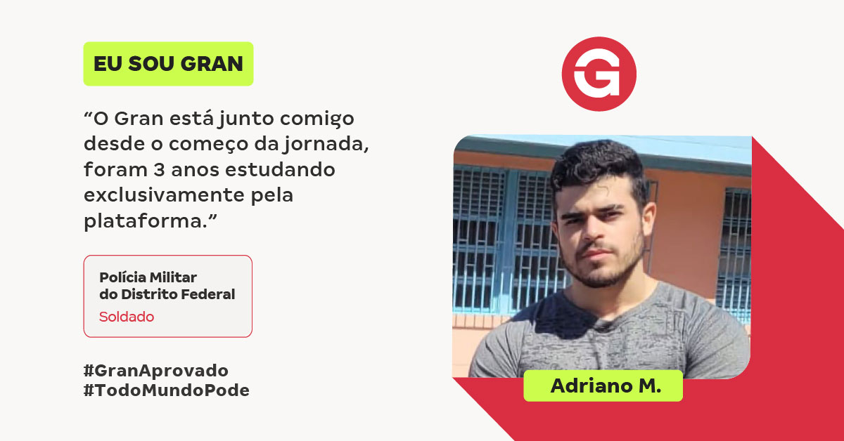 Sonhando em se tornar policial, Adriano M. focou nos estudos!