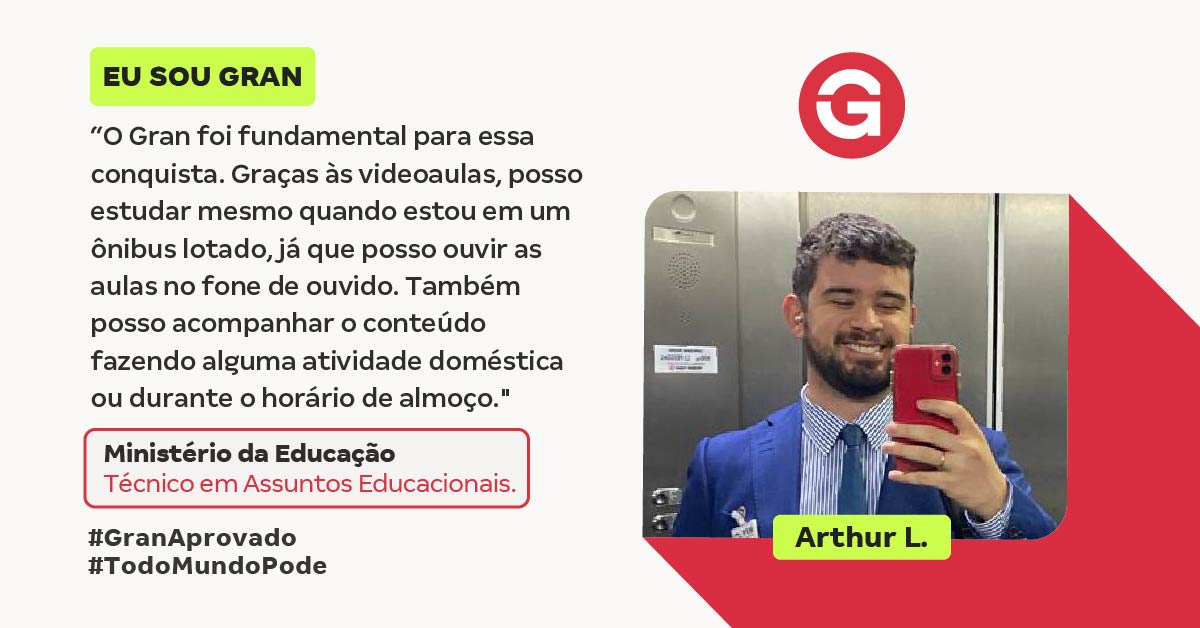 Apesar da rotina corrida, Arthur L. não deixou os estudos de lado!