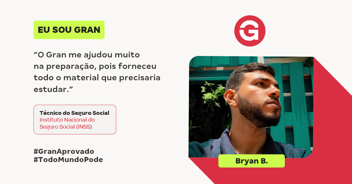 Após muita dedicação, Bryan B. foi aprovado no INSS