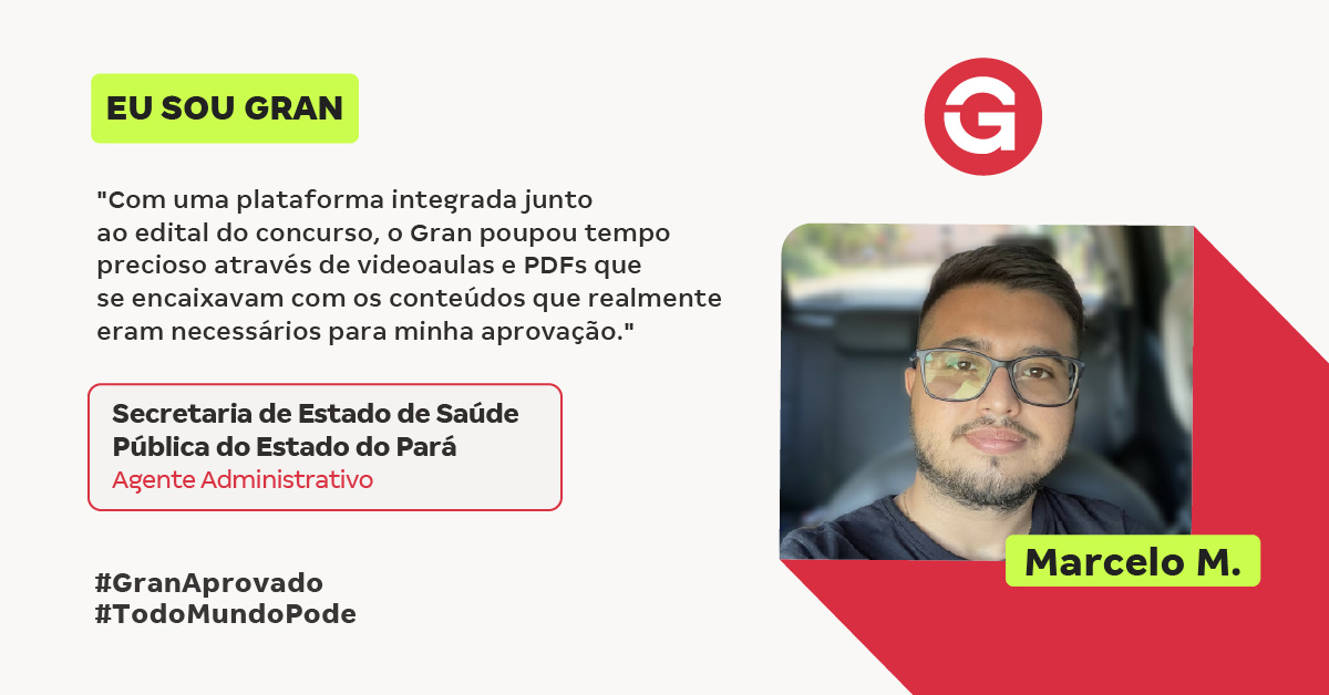 Marcelo M. conquistou o 1° lugar no Concurso SESPA. Confira!