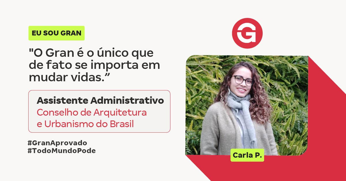 Com muita dedicação Carla P. foi aprovada na CAU