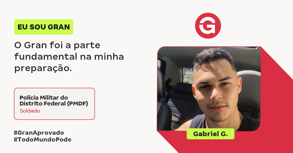 Após muito esforço Gabriel G. foi aprovado na PMDF