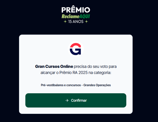 Prêmio Reclame Aqui 2025: Reta final! Vote no Gran!